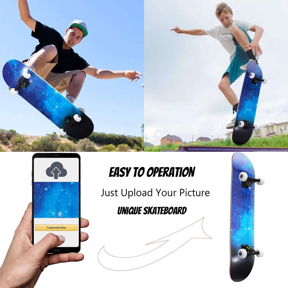 Custom 31"x8" Standard Complete Skateboards |Maple Wood | ABEC 7/9 Be ...